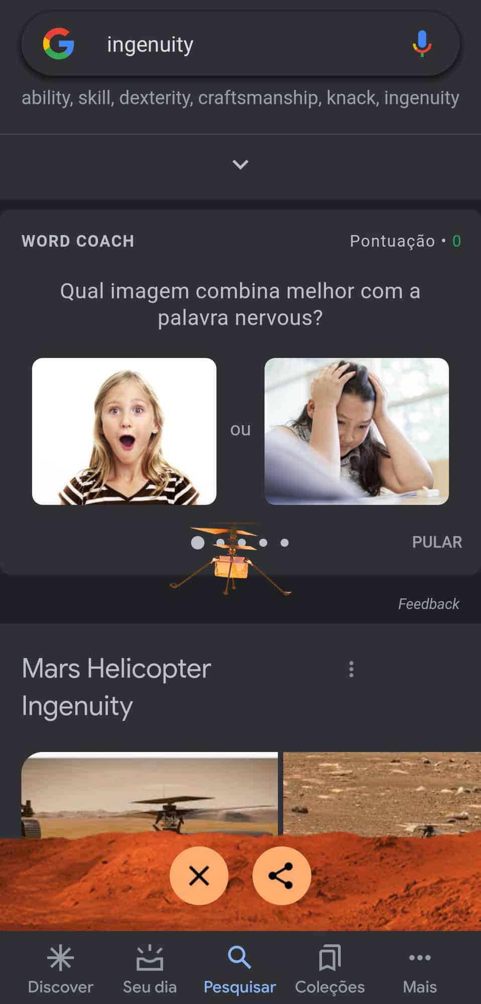 Ingenuity: "easter egg" na busca do Google celebra voo do helicóptero ...
