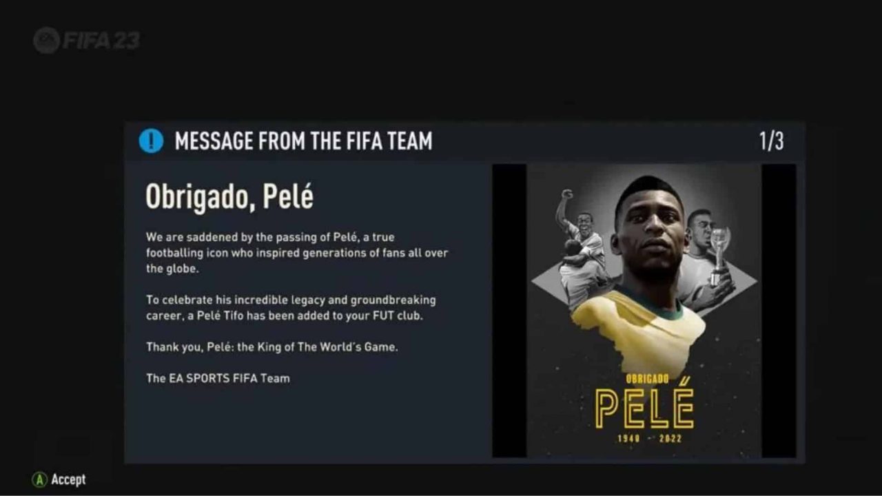 FIFA 23: Pelé é homenageado pela EA no Ultimate Team