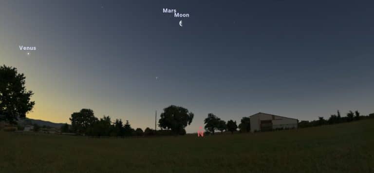 Céu desta terça-feira (28) traz conjunção entre a Lua e Marte