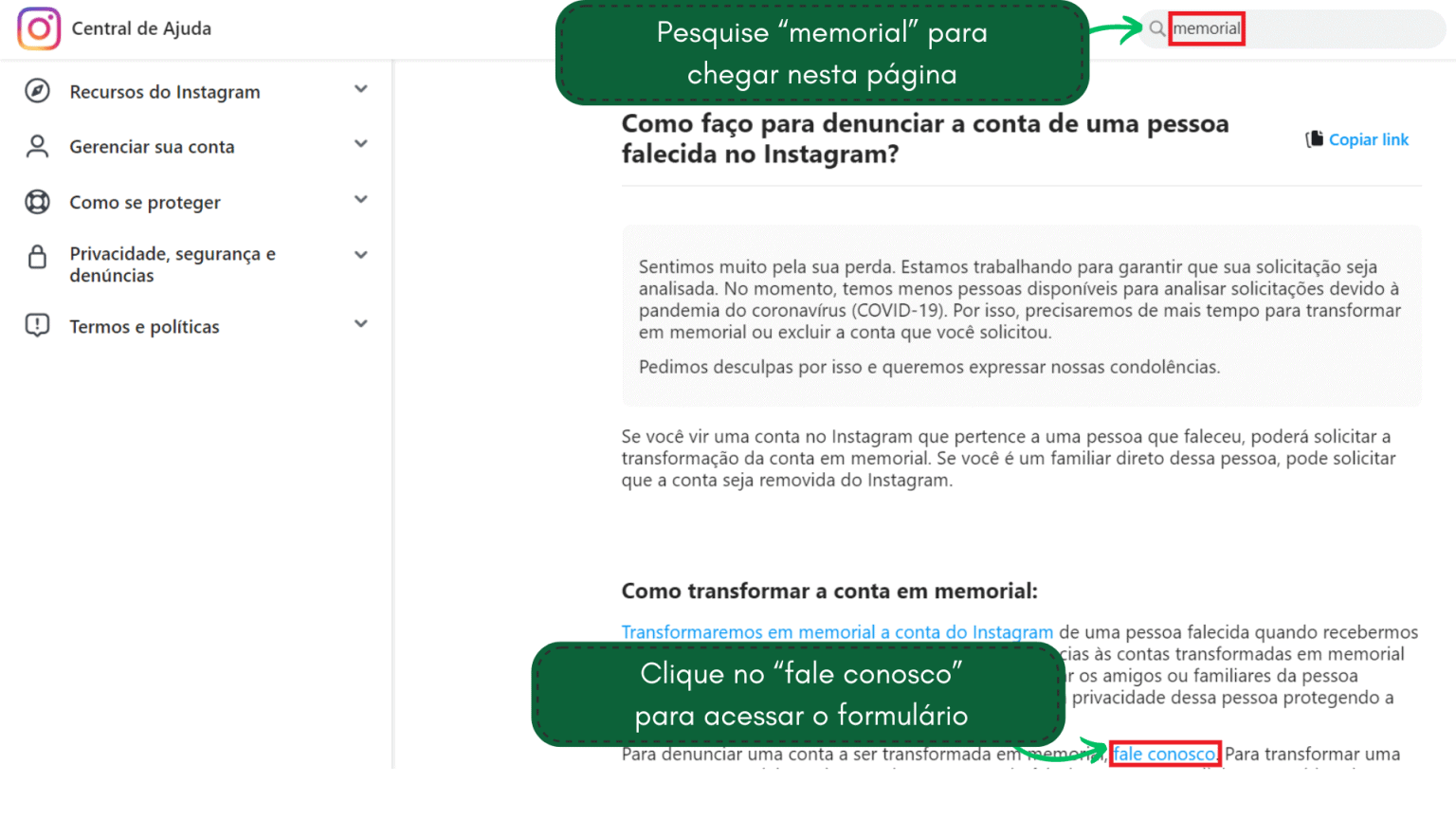 Como transformar um perfil de Instagram em memorial