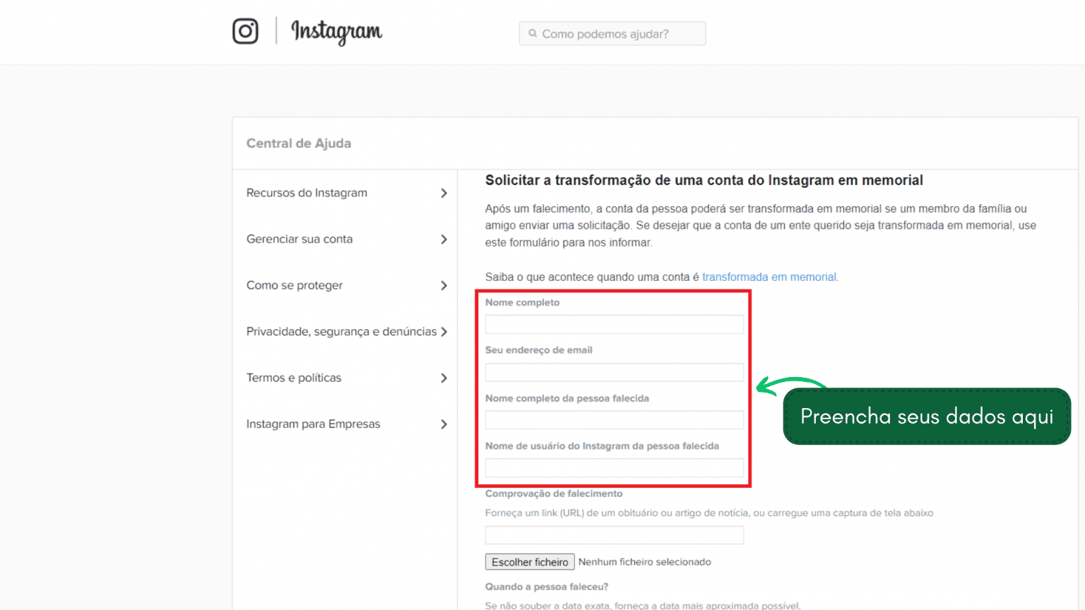 Como transformar um perfil de Instagram em memorial