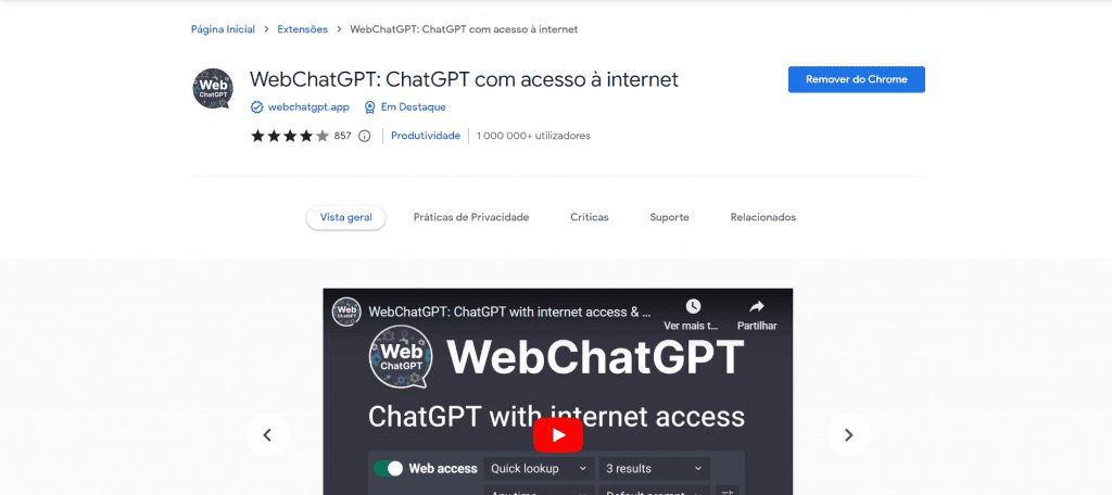 WebChatGPT: o que é e como funciona a extensão que permite pesquisas web