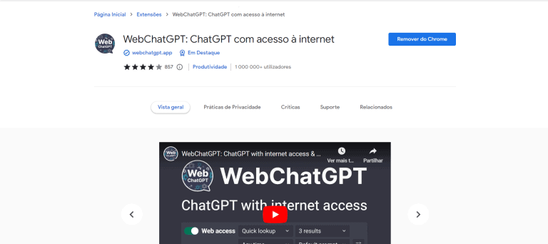 WebChatGPT: o que é e como funciona a extensão que permite pesquisas web