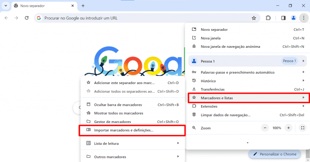 Como importar e exportar favoritos do Google Chrome?