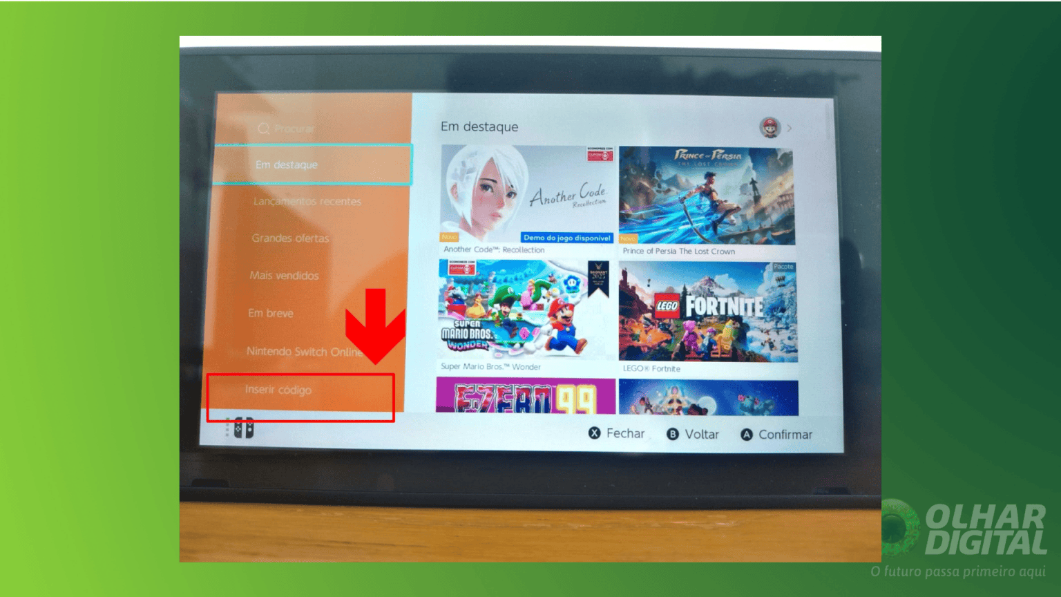 Como resgatar um jogo pelo código de download no Nintendo Switch