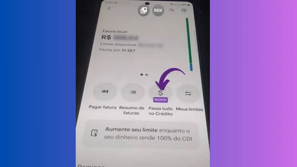 Como adicionar saldo na conta Nubank com o limite do cartão de crédito?