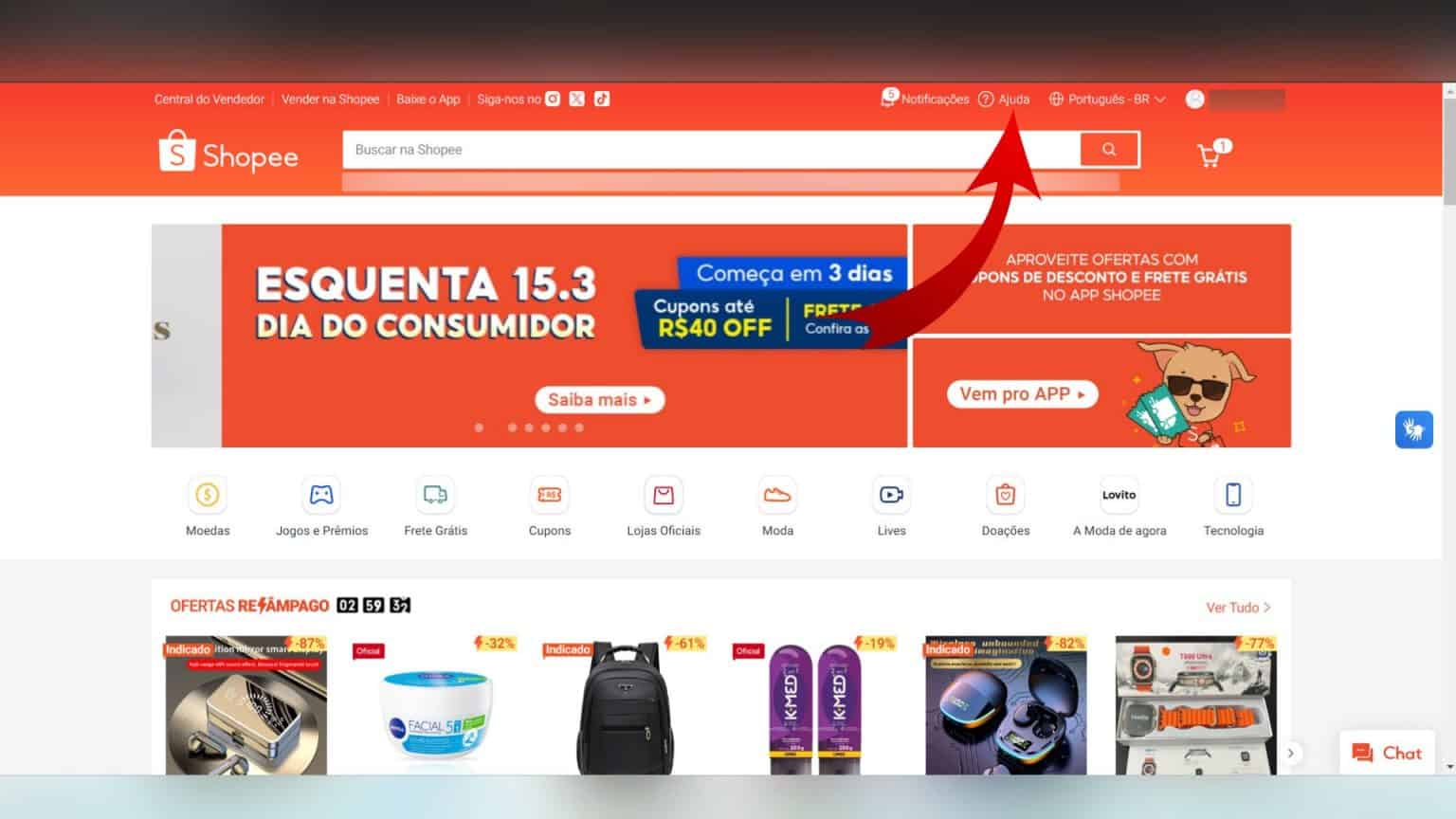 Shopee: como entrar em contato com a Central de Ajuda