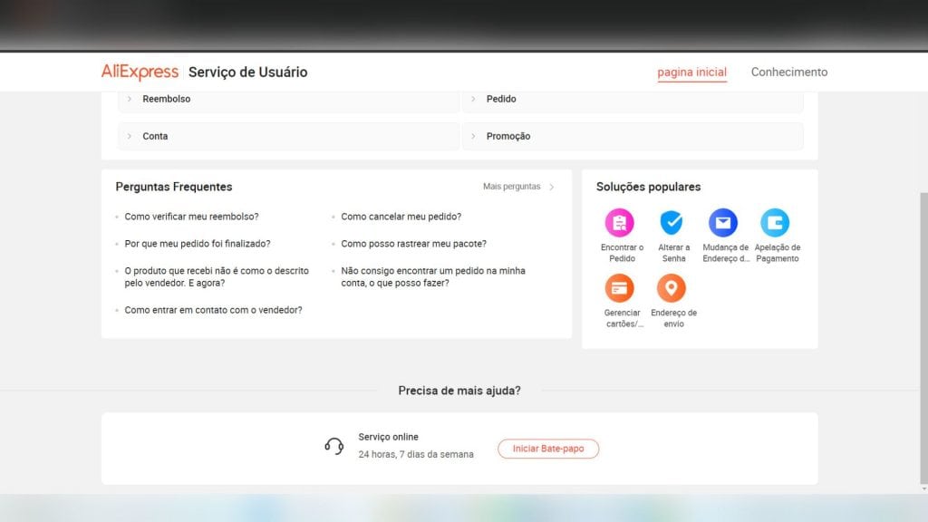 AliExpress: como entrar em contato com a central de ajuda