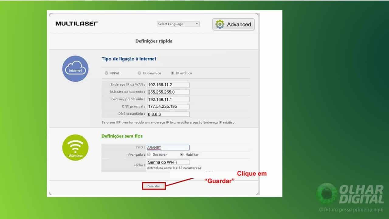Como configurar roteador Multilaser pelo PC e celular