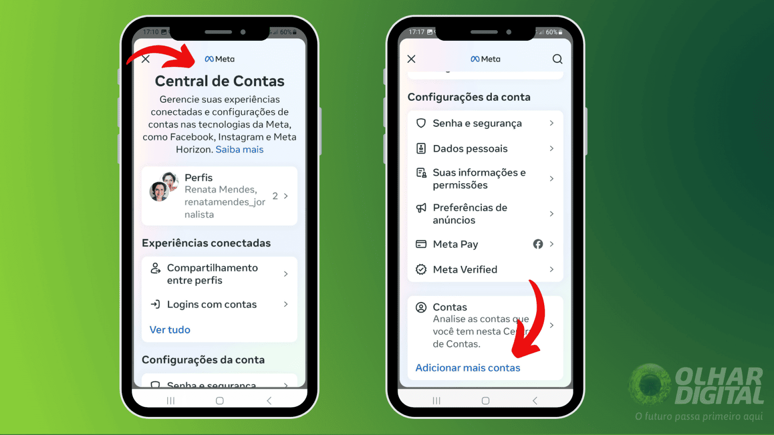 Como cadastrar uma conta na Central de Contas do Meta via computador ou ...
