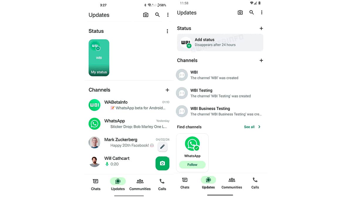 WhatsApp testa novas funções e novo layout para 'Atualizações'