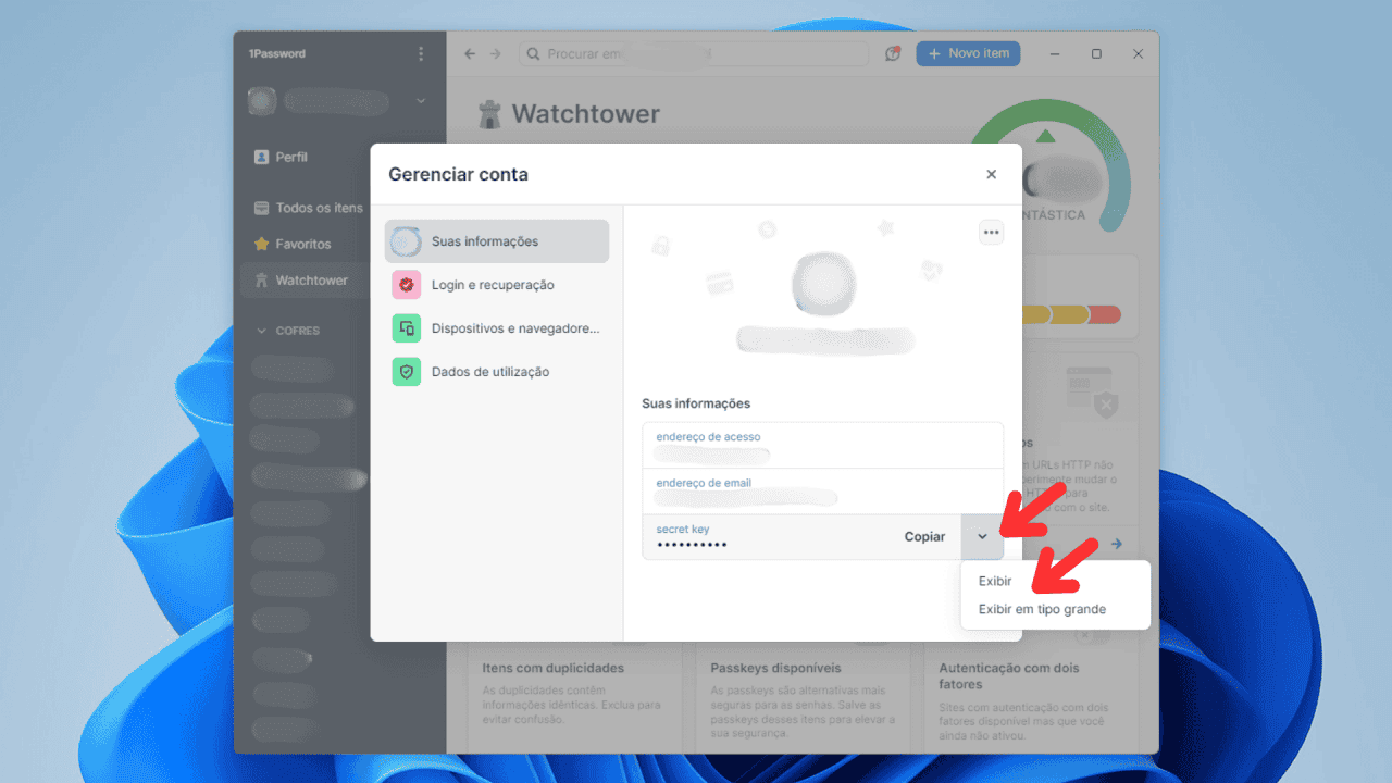 Como recuperar Secret Key no 1Password