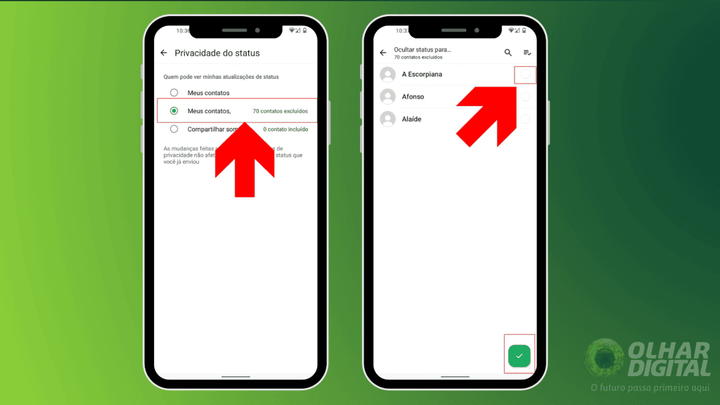 Como alterar quem pode ver seu status no WhatsApp