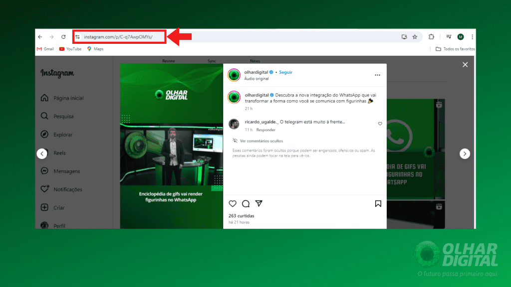 Veja tutorial de como embedar post do Instagram