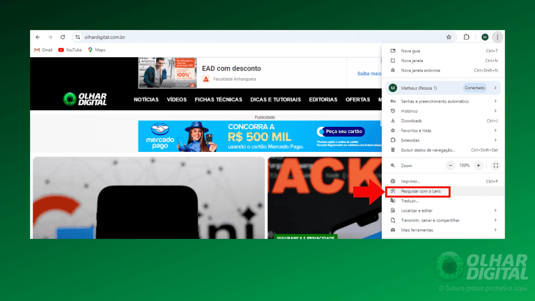 Como pesquisar com Google Lens no Chrome