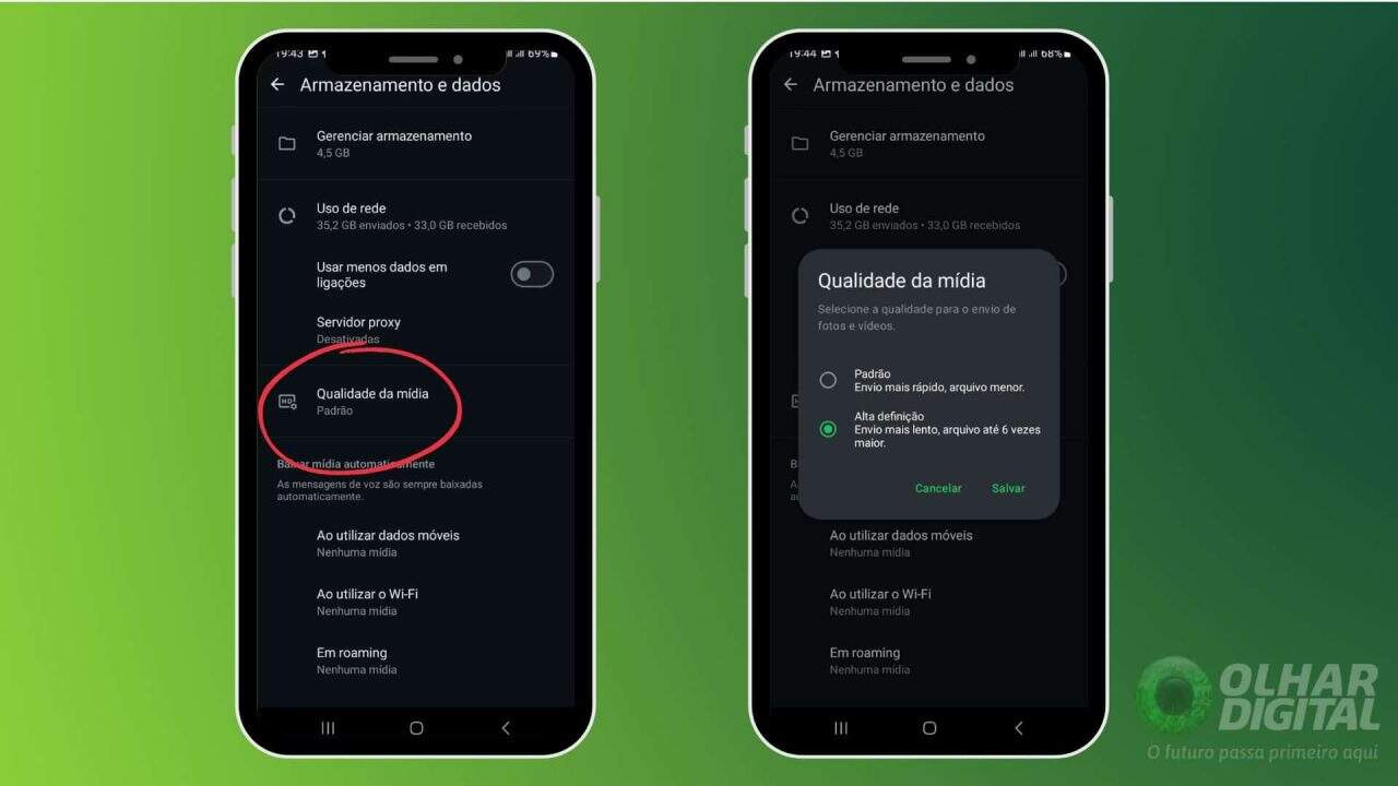 Como configurar o Whatsapp para sempre enviar fotos e vídeos em HD ...