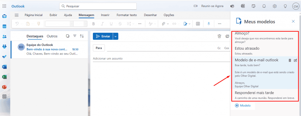 Como criar e usar modelo de e-mail no Outlook - Olhar Digital