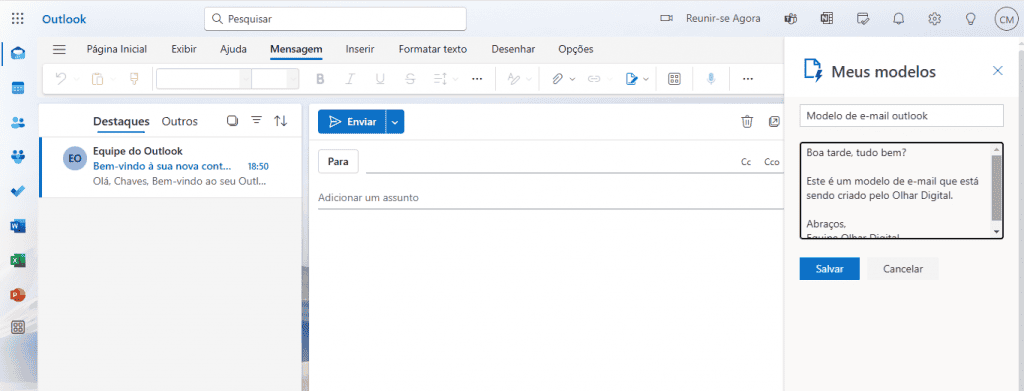 Como criar e usar modelo de e-mail no Outlook - Olhar Digital