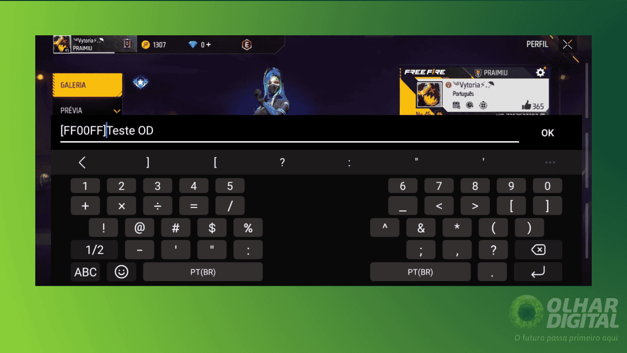Free Fire: como colocar letra colorida na bio, nick e chat