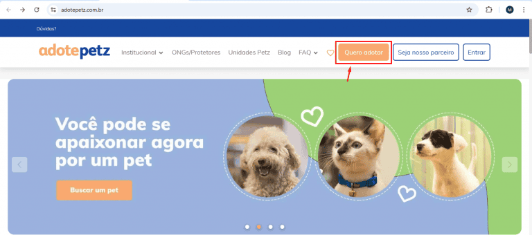 Como encontrar um cão ou gato para adoção pelo site Petz